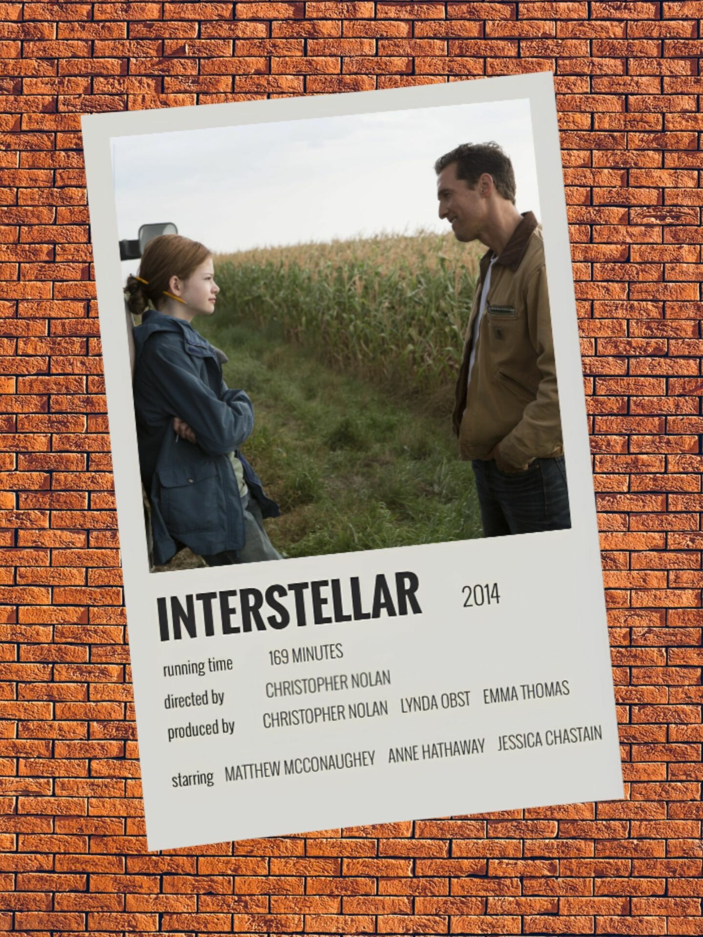 Постер "Интерстеллар" в стиле "полароид", формат А3, 297 х 420 мм, глянцевый