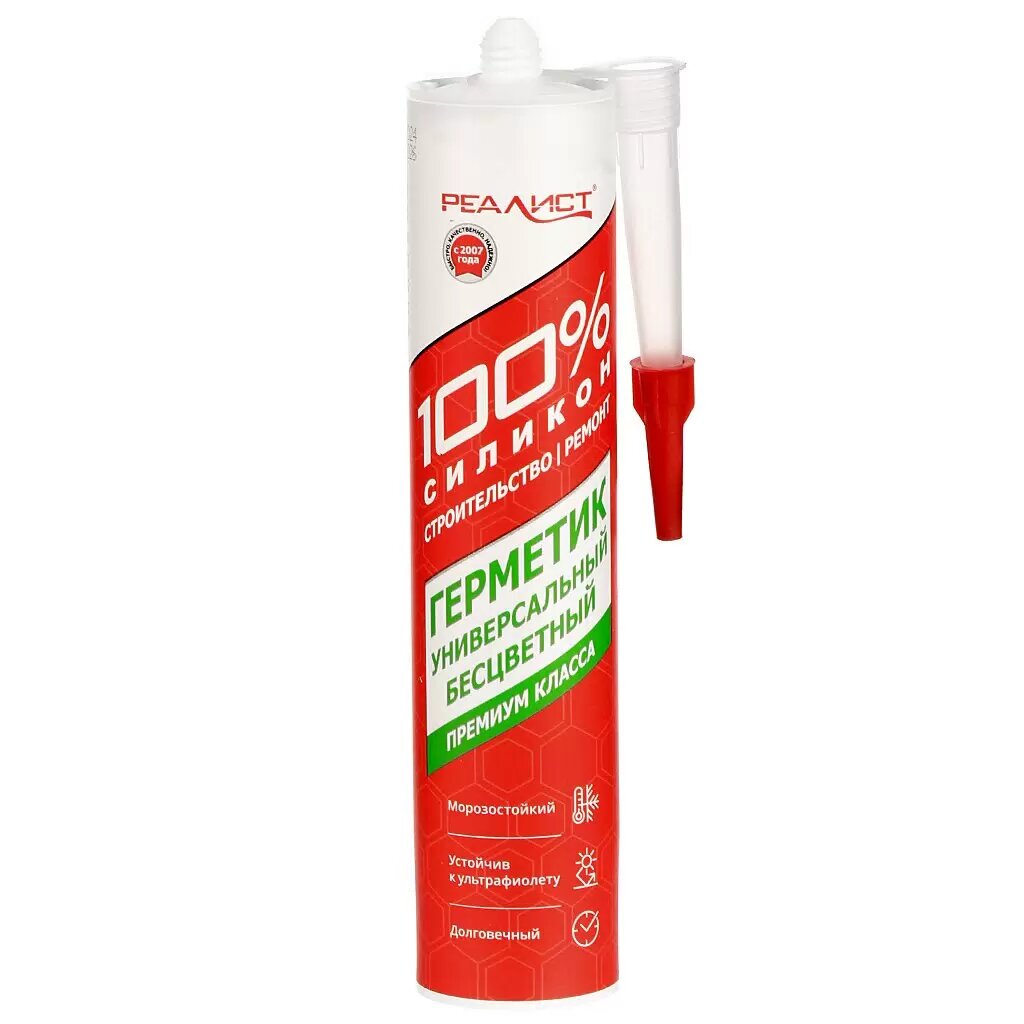 Герметик силиконовый, универсальный, Realist, Pro, 4650017915895, 280 мл, бесцветный