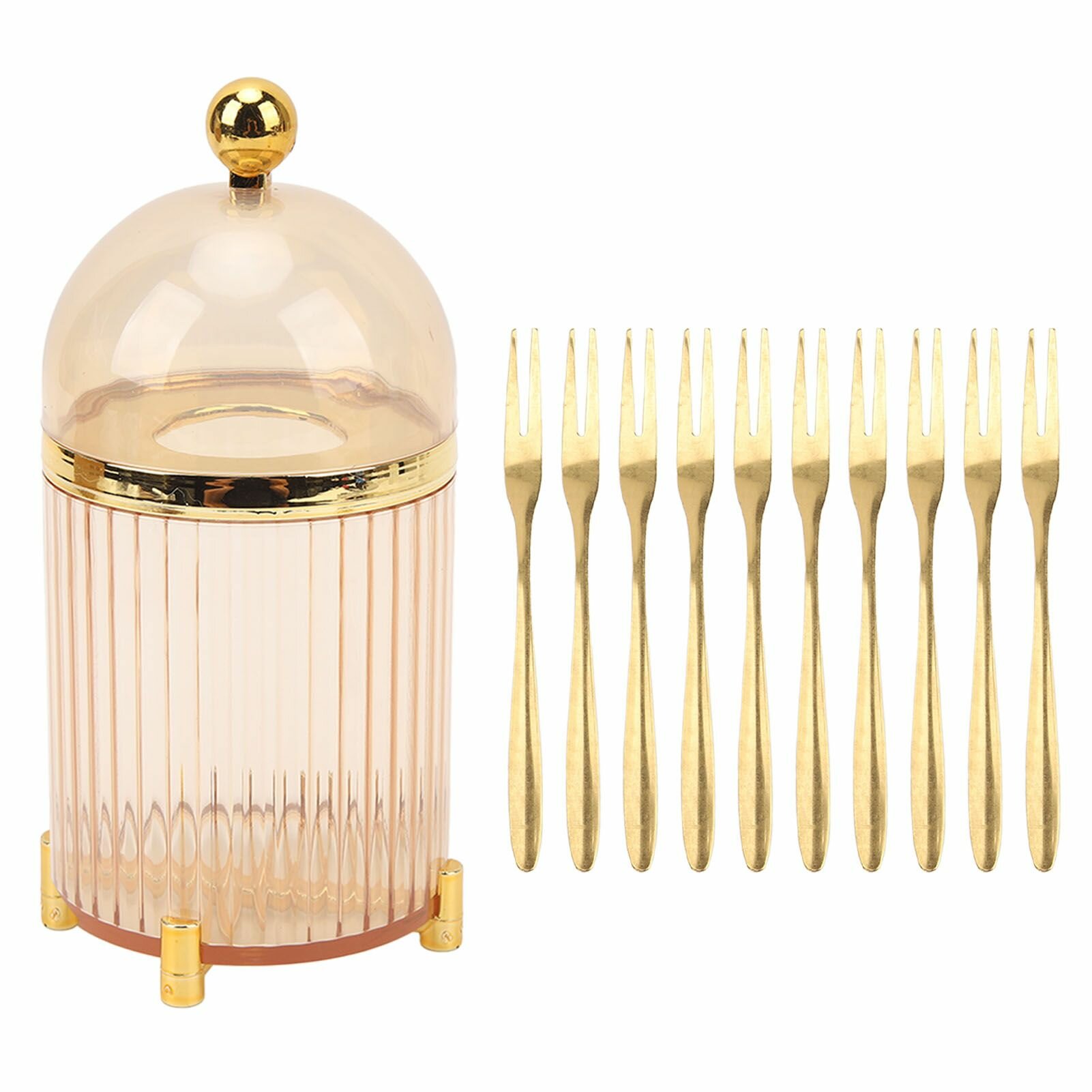 Набор небольших вилок из нержавеющей стали, 10 шт, портативные вилки для десертного салата и фруктов с банкой для хранения для домашнего ресторана, вечеринки, путешествий
