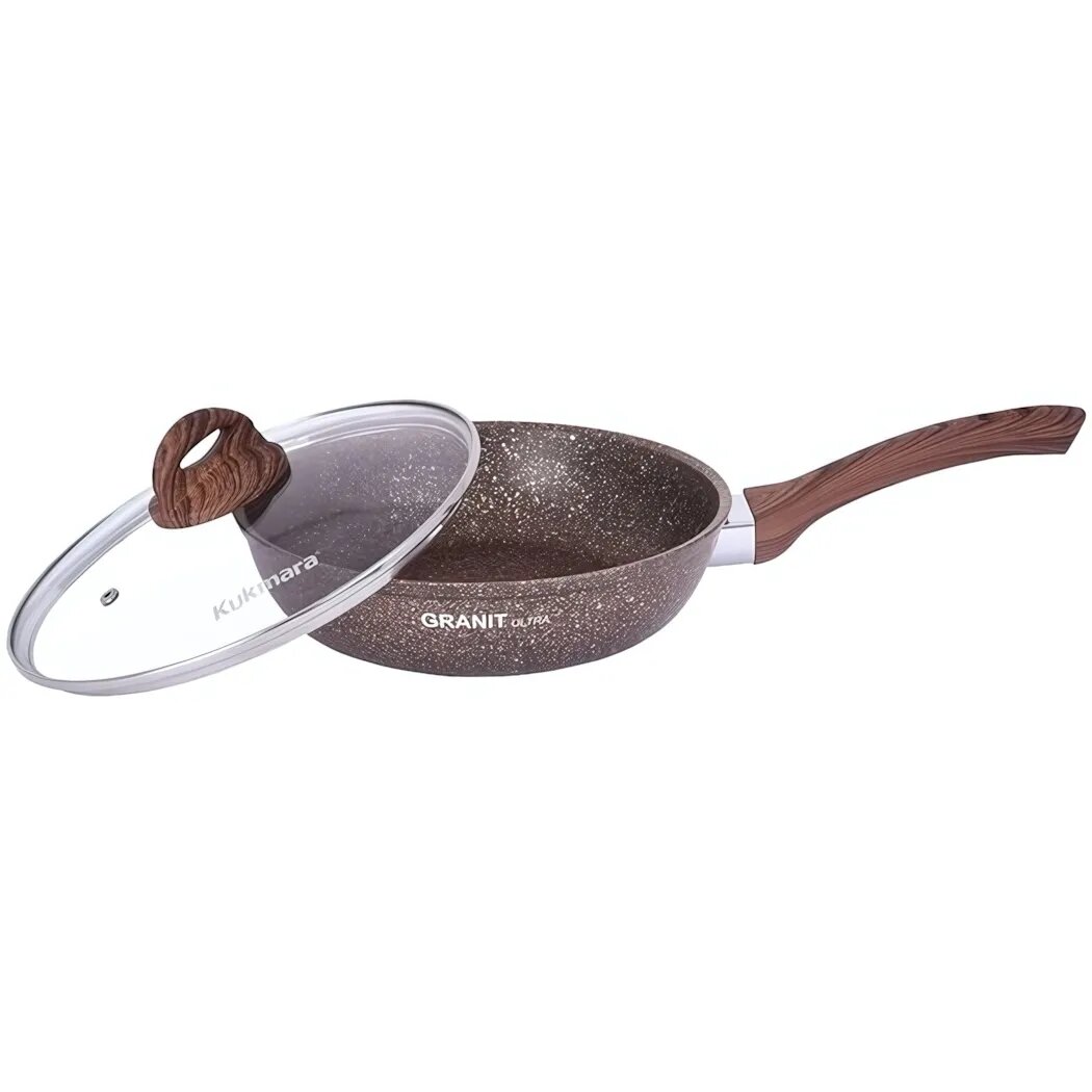 Сковорода 'Granit ultra' 24см с крышкой, алюминий/стекло, красная