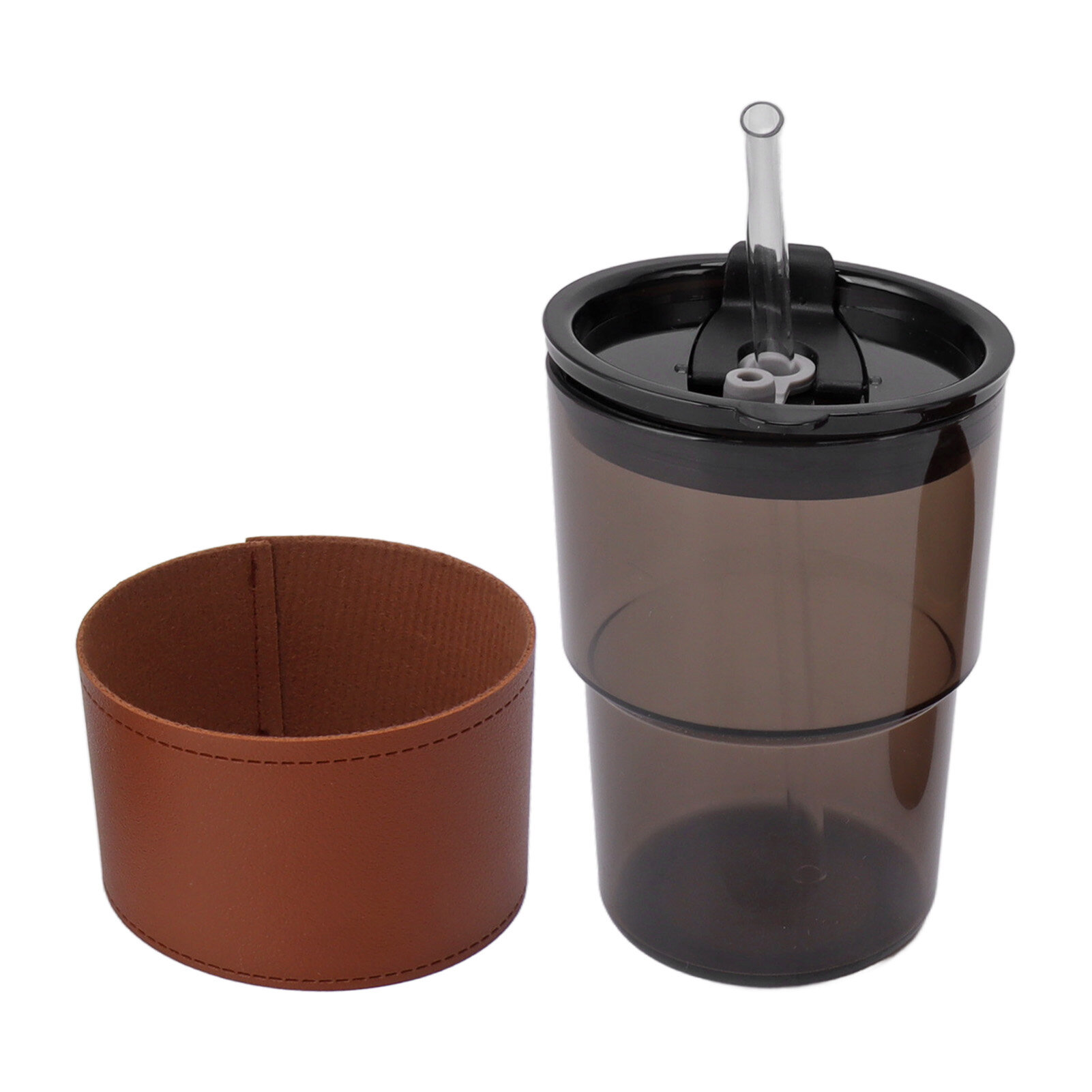 Кофейная чашка с крышкой и соломинкой 500 мл ПК Многоразовая дорожная кружка для кофе со льдом с полиуретановой изоляцией для чашки для офиса, путешествий домой, черная