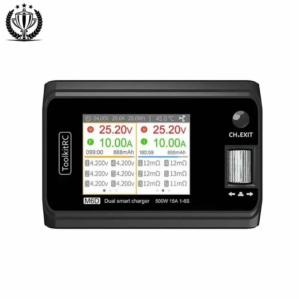 ToolkitRC M6D 500W 15A Двухканальное мини-умное зарядное устройство для аккумуляторов Lipo 16S