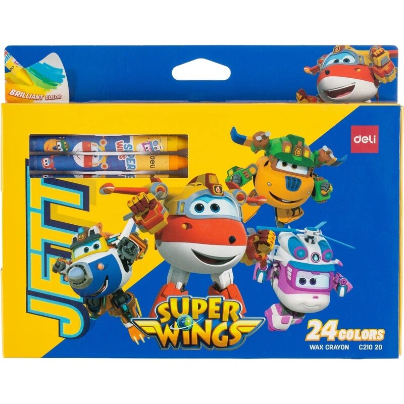Мелки восковые Deli Super Wings круглые наб 24цв. картон/европод, EC21020