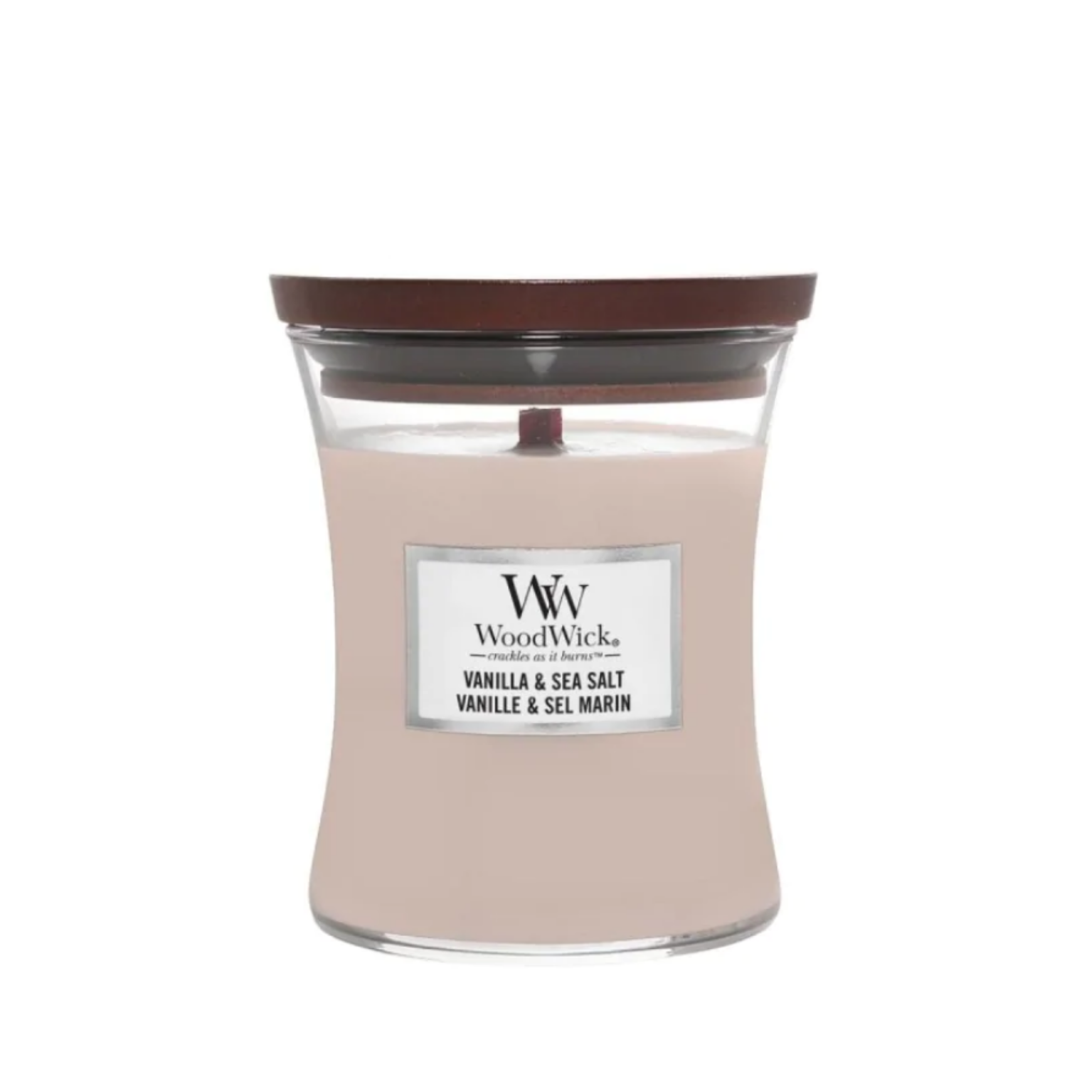 Ароматическая свеча WoodWick "Ваниль и морская соль/VANILA&SEA SALT", средняя