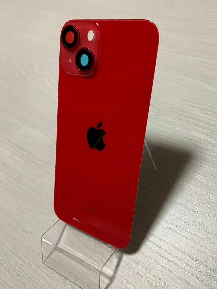 Задняя крышка iPhone 14 в сборе, с окошками камеры (Red) красная
