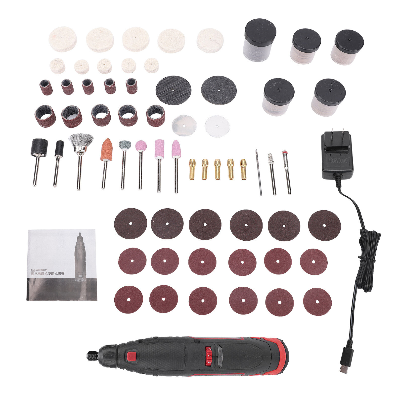 12V Cordless Rotary Tool Electric Engraver Pen Mini Grinder Polisher 231pcs Accessories 7 Speeds 5000-25000RPM Compact Lightweight for DIY Craft Wood Metal Stone 12V Lithium Battery Grinder 1 Battery + 231 Pieces Set