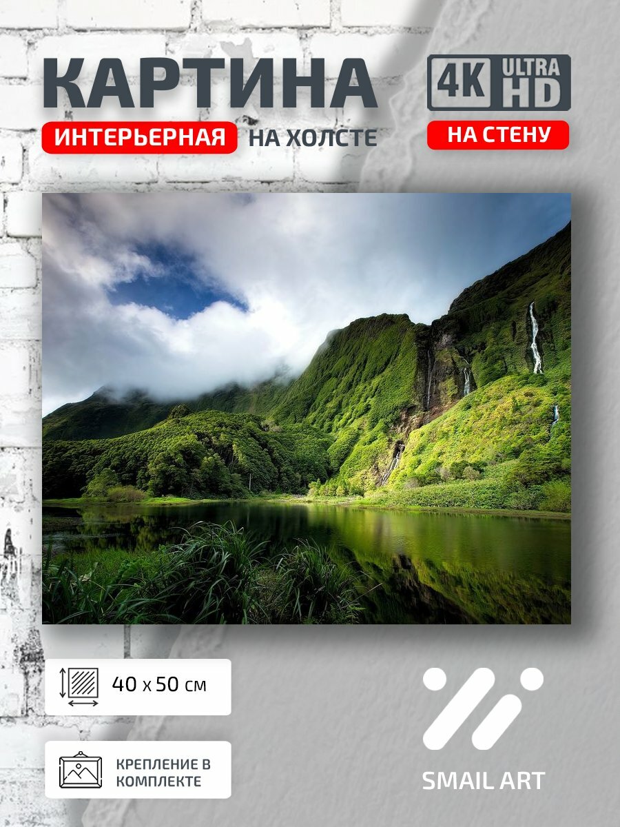 Картина на холсте интерьерная 40 на 50 на стену Облака Landscape для кафе пейзаж интерьер