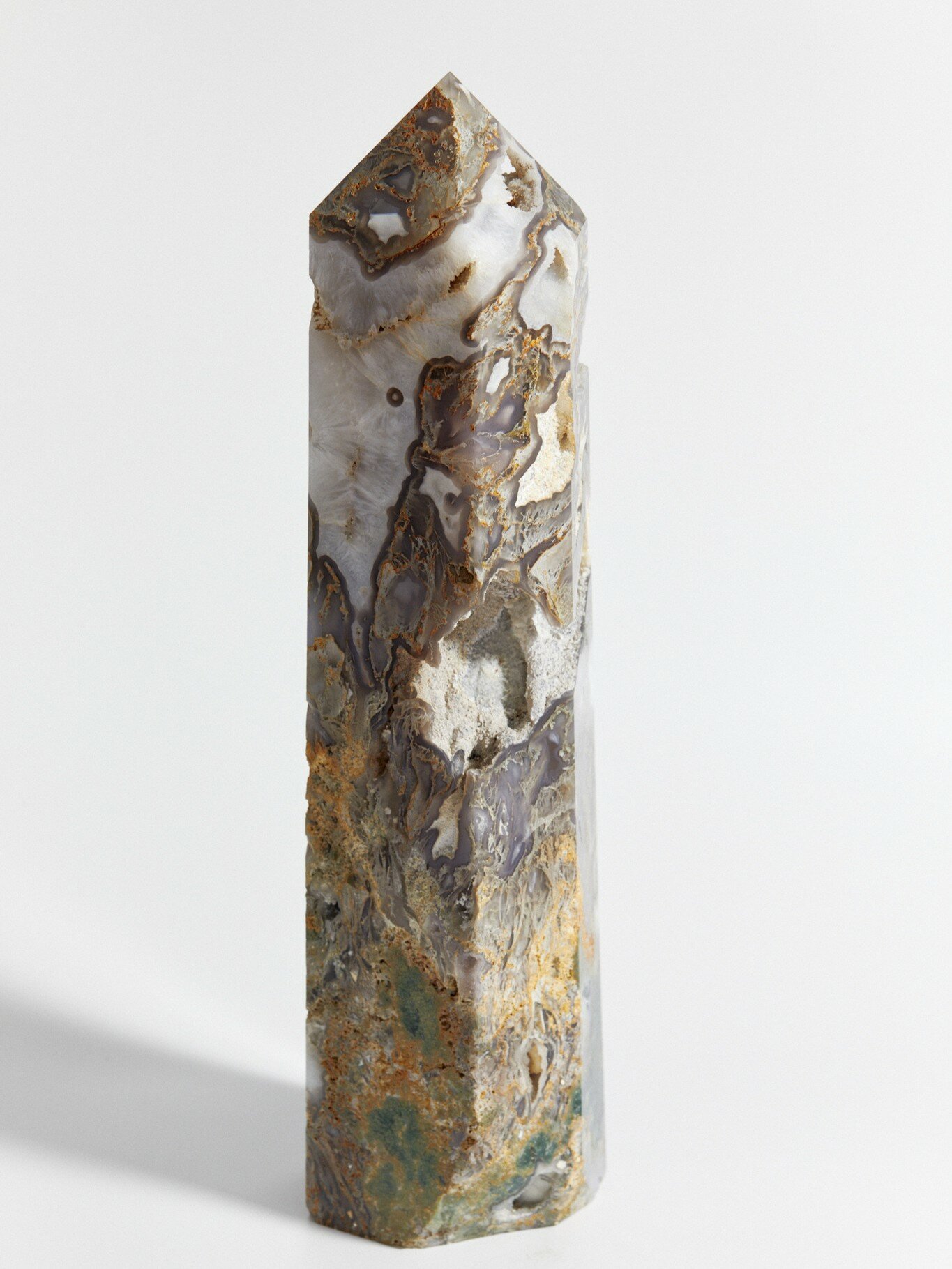 Интерьерный Моховой агат QUARZ, 46 см, натуральный камень, 1 шт.