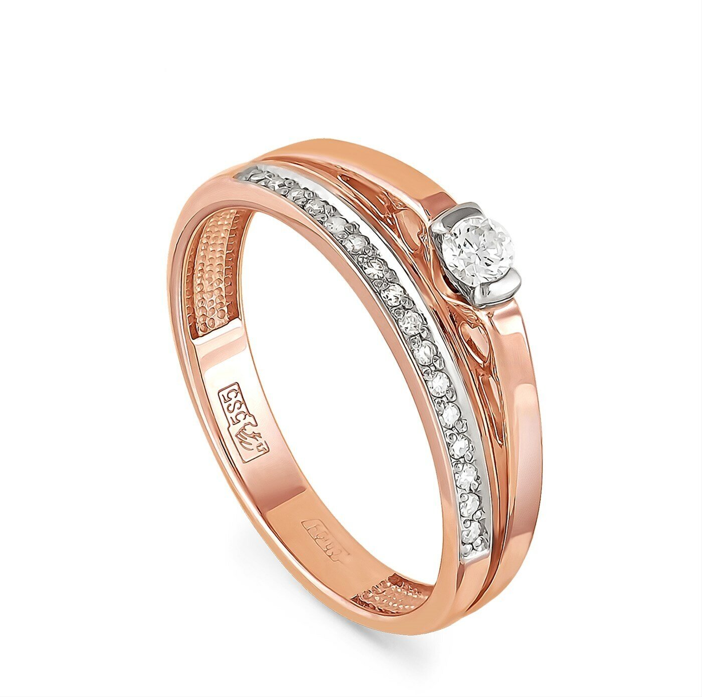 Кольцо помолвочное, красное золото, 585 проба, бриллиант