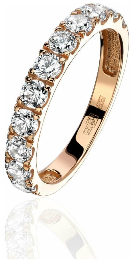 Кольцо, красное золото, 585 проба, фианит