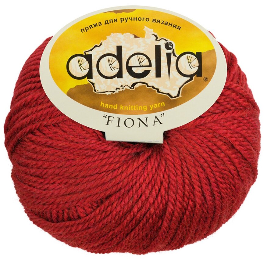 Пряжа ADELIA "FIONA" 50% шерсть, 50% акрил 50 г 90 м №100 св. красный