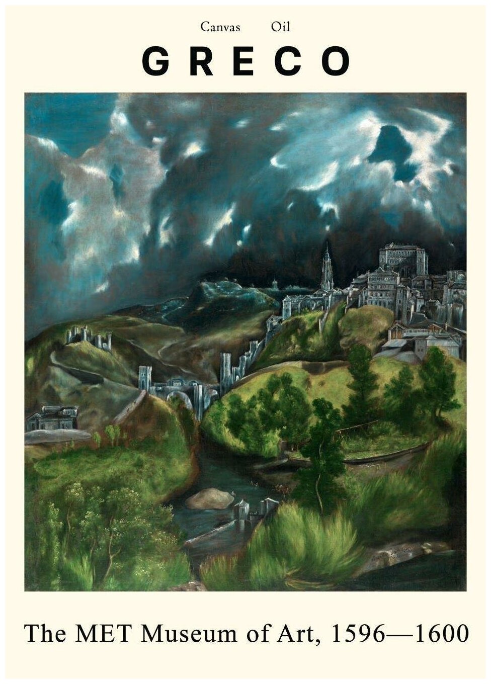 Постер / Плакат / Картина Эль Греко - Вид Толедо 50х70 см в раме