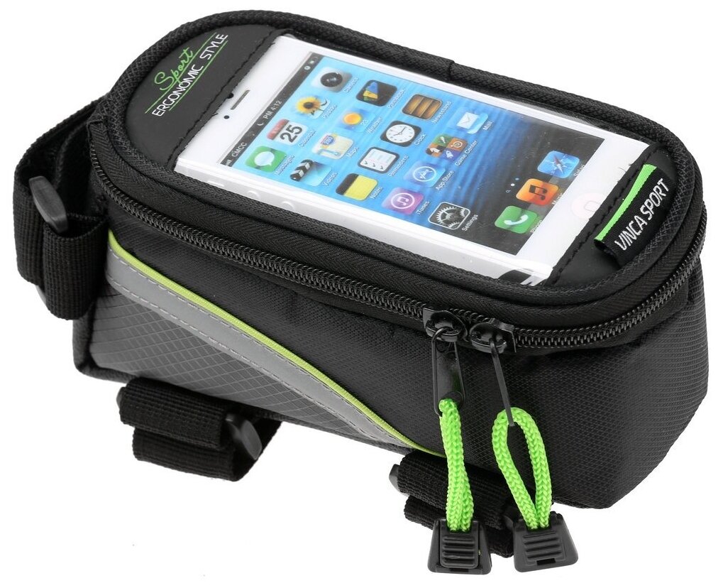 Бардачек на раму, Vinca Sport FB-07S, телефон 150х70мм, 180x85x85мм, зелено-черный