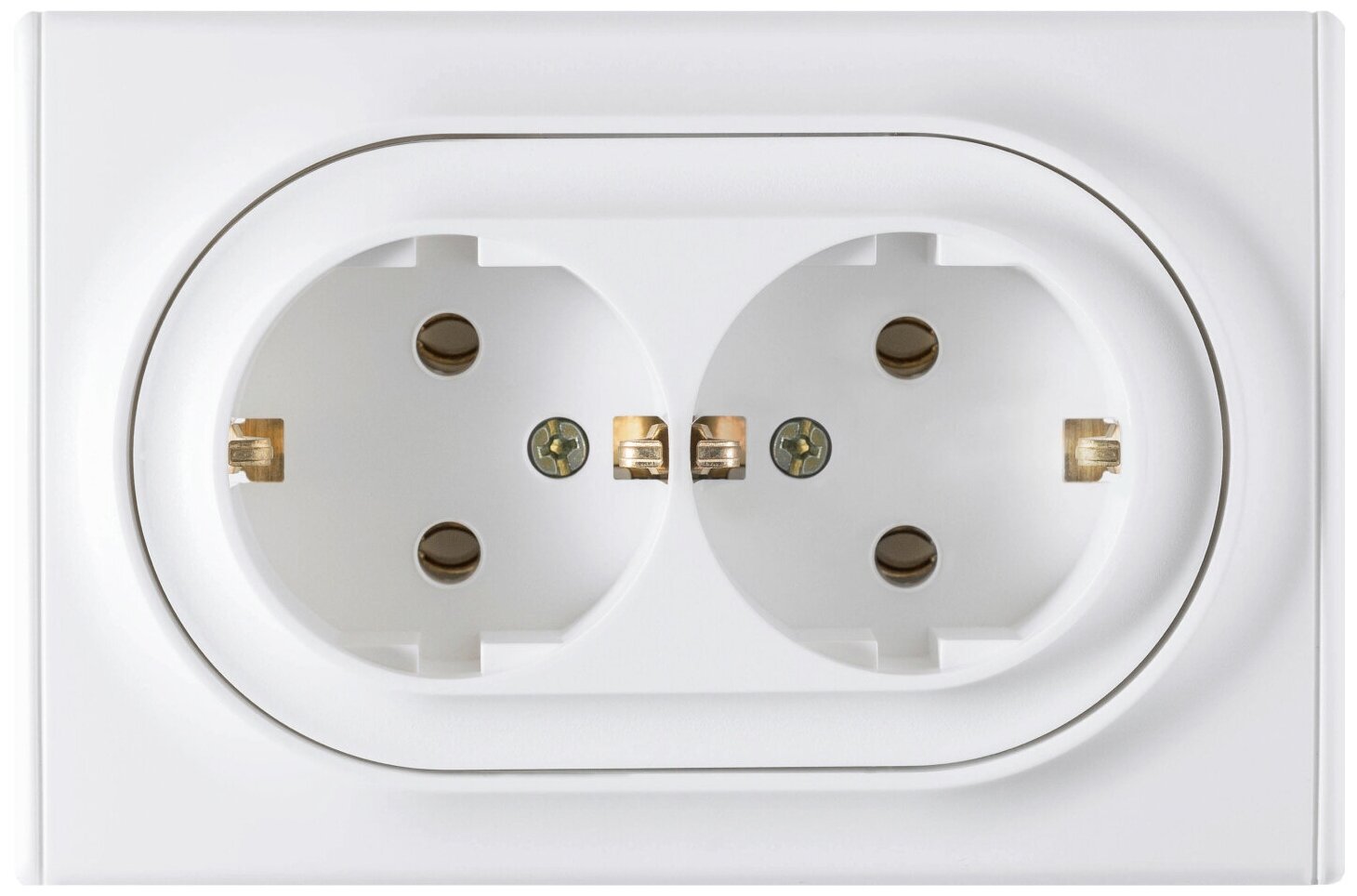 Розетка двойная OneKeyElectro, в сборе, с заземлением винтовые контакты, цвет белый