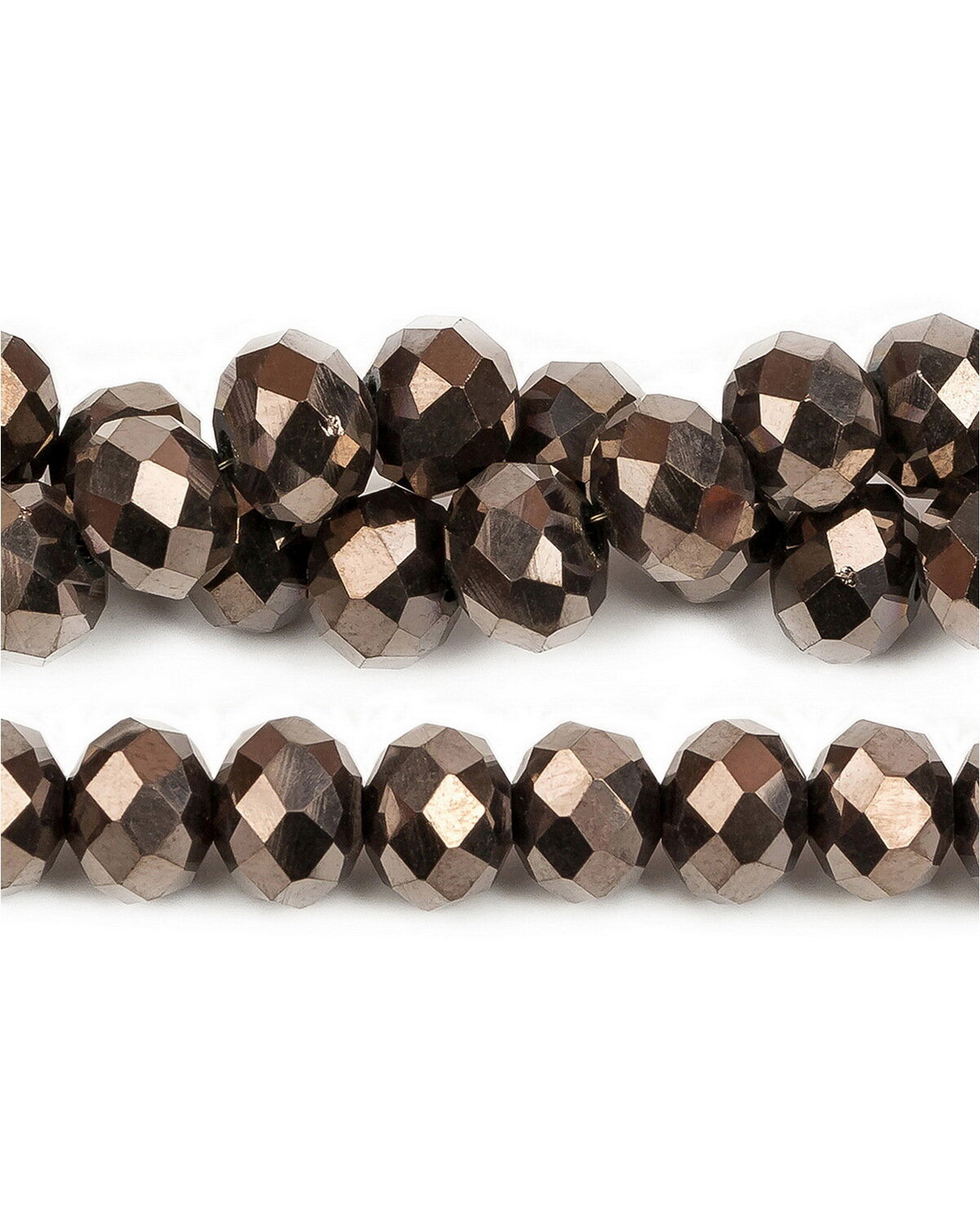 Бусины стеклянные с металлизированным покрытием, размер: 8х6 мм, цвет: черный никель, длинна нити: 42 см, 72 шт.