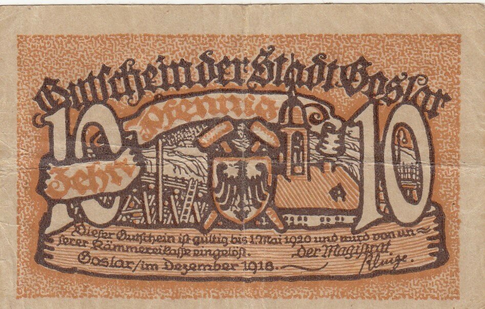 Германия (Германская Империя) Гослар 10 пфеннигов 1918 г. (2)