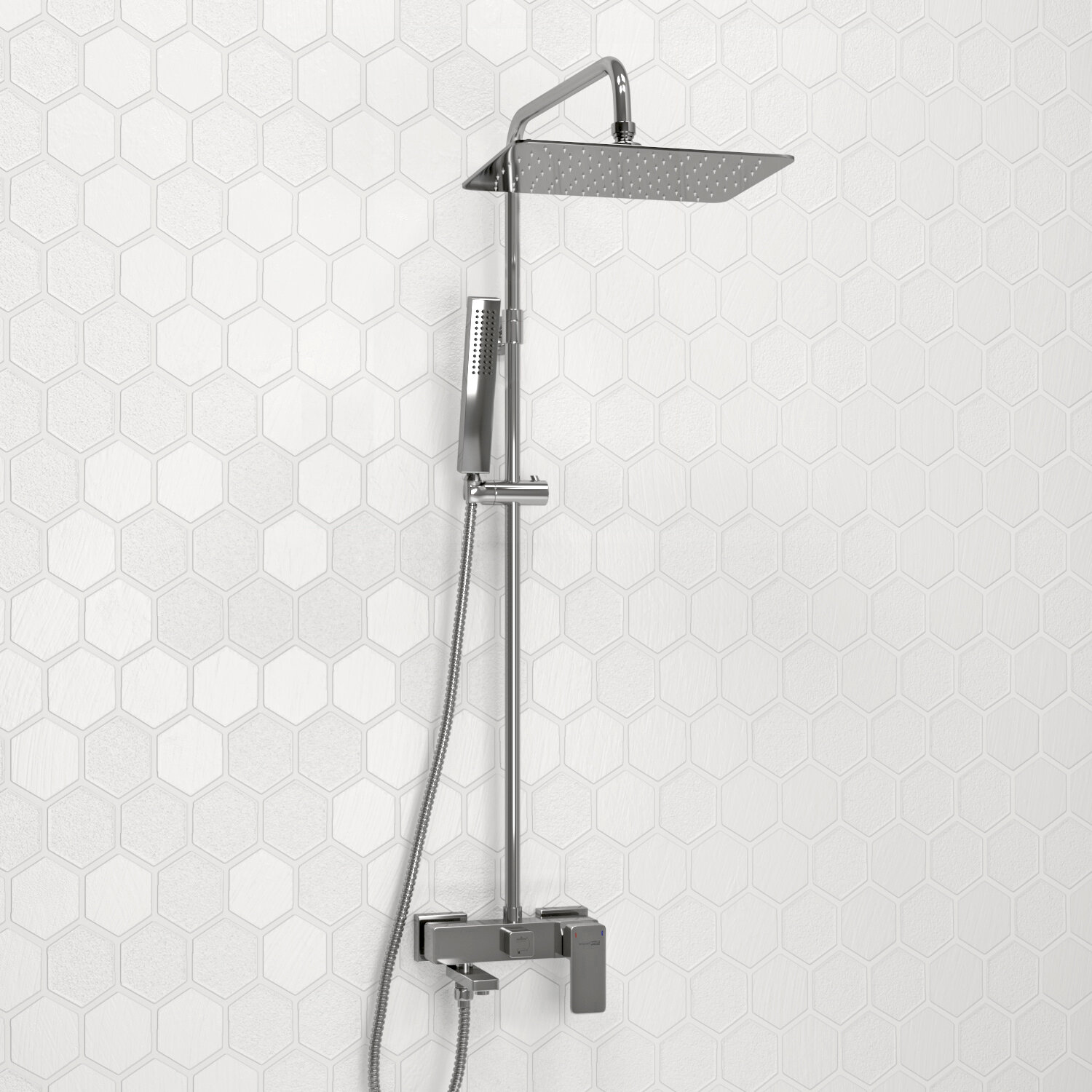 Душевая система WasserKRAFT A177.069.103.010. CH, со смесителем и тропическим душем, хром