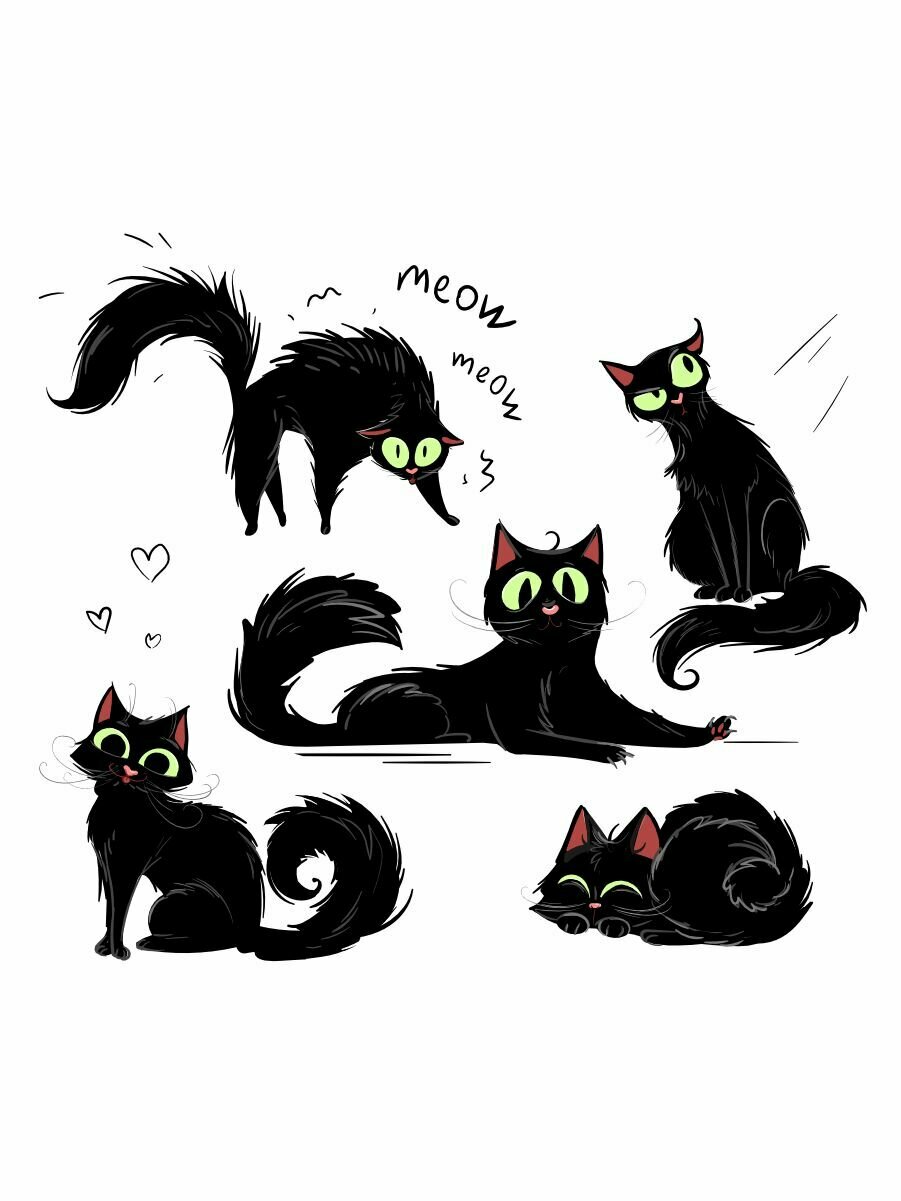 Наклейки стикеры черного кота