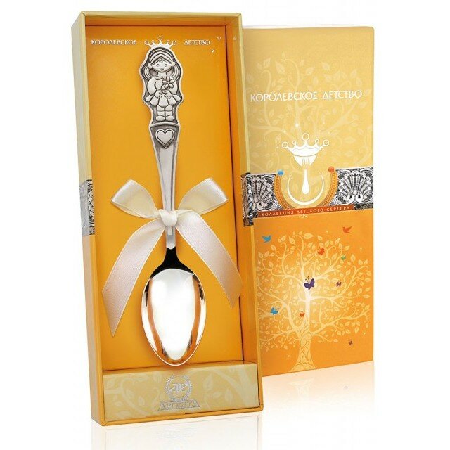 Серебряная детская ложка Девочка в футляре