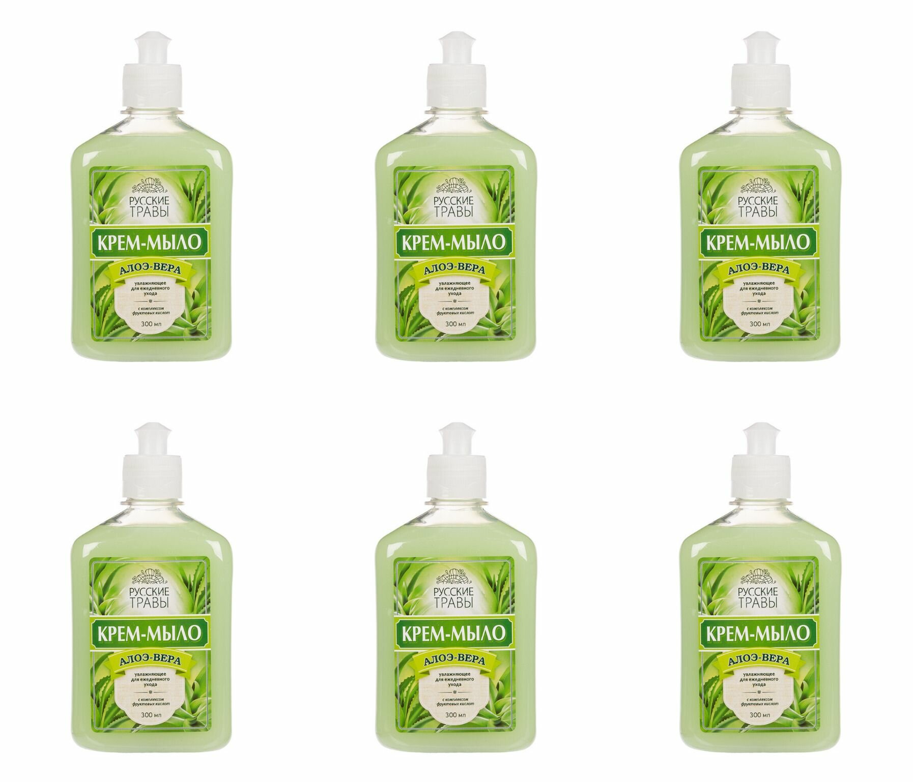 Русские травы Крем-мыло жидкое Алоэ-Вера, 300 мл , 6 шт