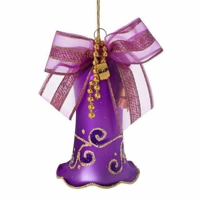 Ёлочная игрушка колокольчик "Праздничный" фиолетовый (Ёлочка)