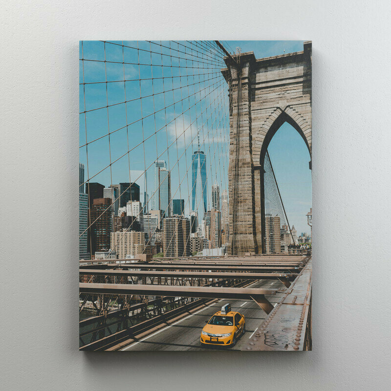 Интерьерная картина на холсте "Бруклинский мост Нью Йорк", размер 22x30 см