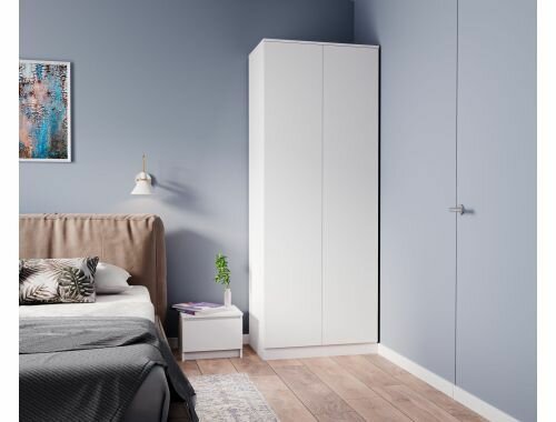 Шкаф распашной 2-х створчатый Челси 80смБелый глянец_белый