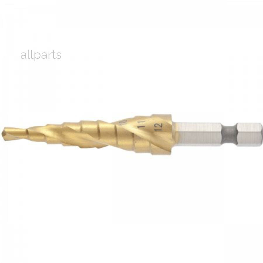 MATRIX 72353 Сверло ступенчатое 4-5-6-7-8-9-10-11-12 мм, HSS, спиральный профиль, шестигранный хвостовик MATRIX 7 MATRIX 72353