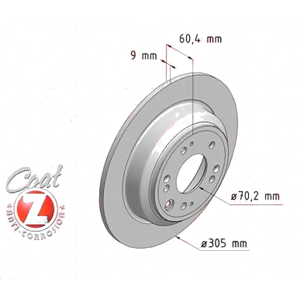 ZIMMERMANN 280.3179.20 (42510TK0G50 / 42510TL0G50 / 42510TL0G51) диск торм Honda (Хонда) Accord (Аккорд) vIIi 2.0-2.4