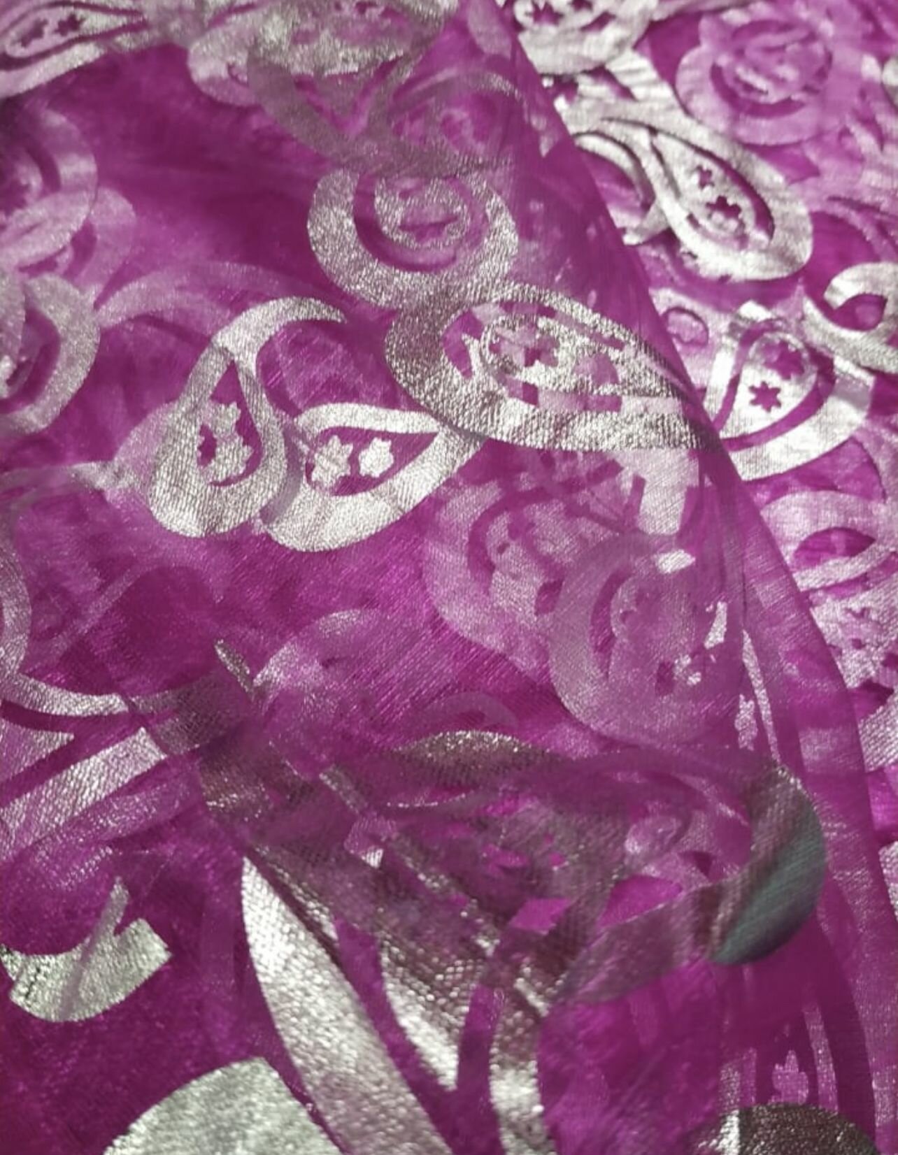 Ткань для шитья и рукоделия, органза с рисунком, отрез ткани 1м, ширина 150 см.