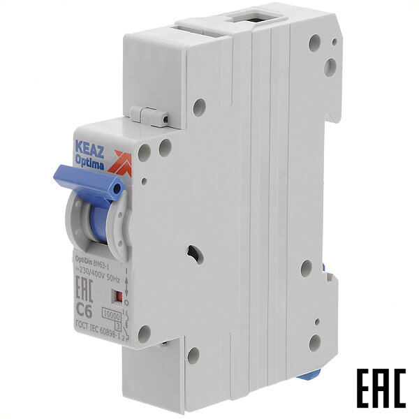 Автоматический выключатель OptiDin BM-63-1C6 6А/1п/ 10кА на Din-рейку 249252 (КЭАЗ) (2 шт. в наборе)