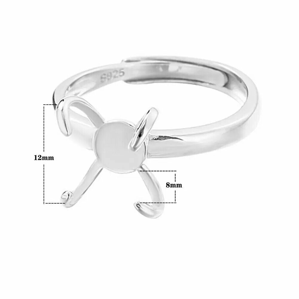 Серебряная заготовка для кольца 925, platina, 12x8 мм