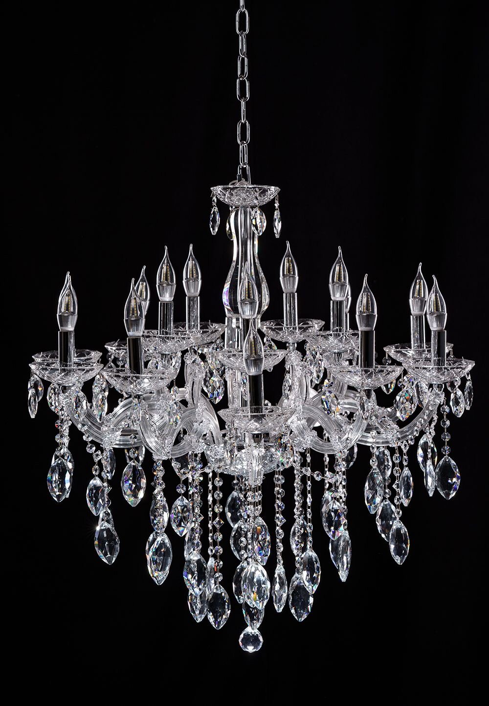 Люстр потолочная хрустальная кристал 70 cм, 15 ламп, 600Вт, IP20, площадь освещения 18м²