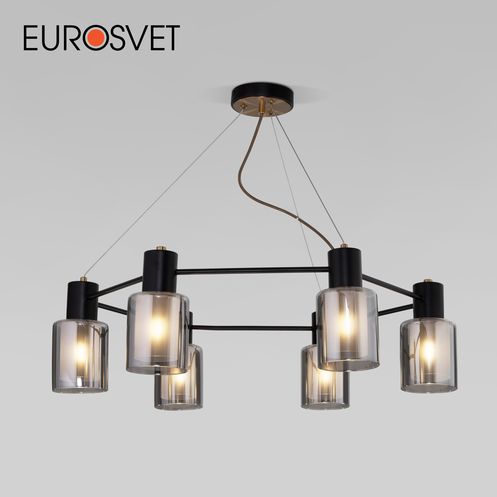 Люстра / Подвесной светильник Eurosvet Notion 70219/6, 6 ламп, цвет черный / античная бронза