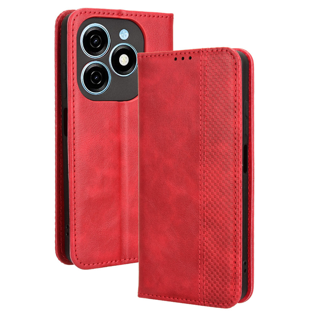 Чехол книжка для Tecno Spark 20 с магнитом и отделением под карты / Техно Спарк 20 (красная)