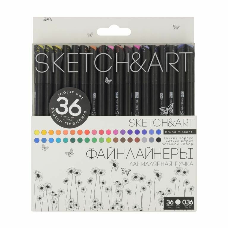 Набор скетч линеров "SKETCH&ART. BLACK EDITION" 36 ЦВ. 0.36мм