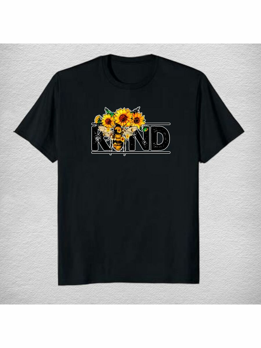 Футболка пчела цветок надпись