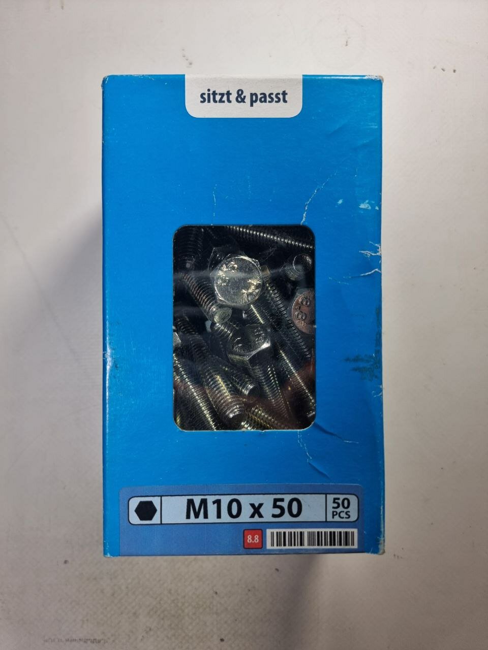 Болт шестигранный оцинкованный DIN 933 SW17 8.8. М10*50 (50шт в 1уп) SWG, Германия