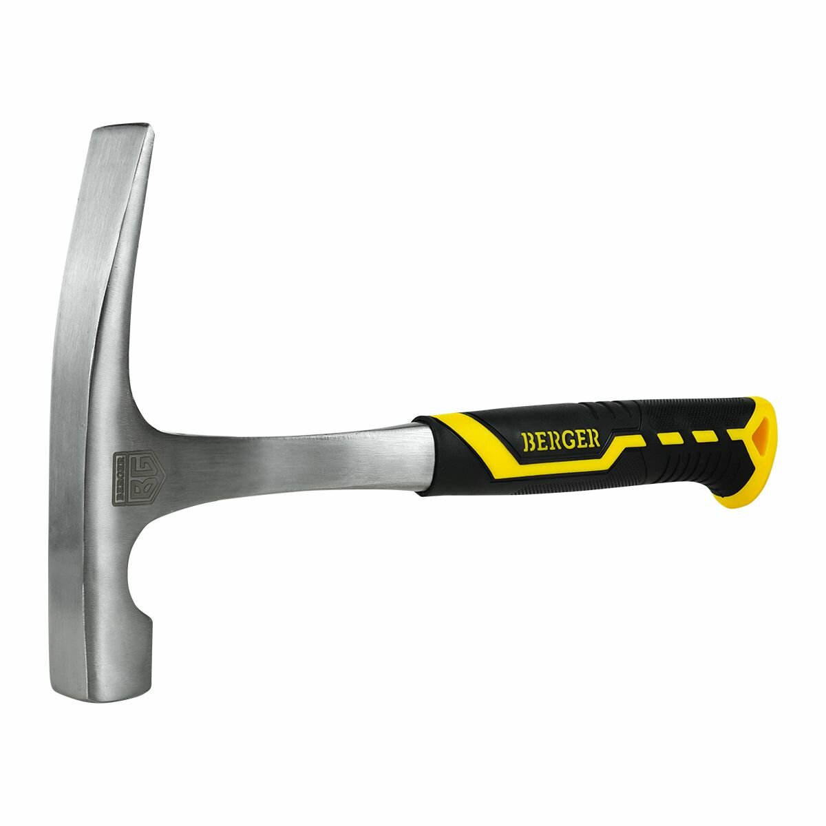 Молоток каменщика цельнокованый BERGER 600 г, двухкомпонентная рукоятка с противоскользящим покрытием