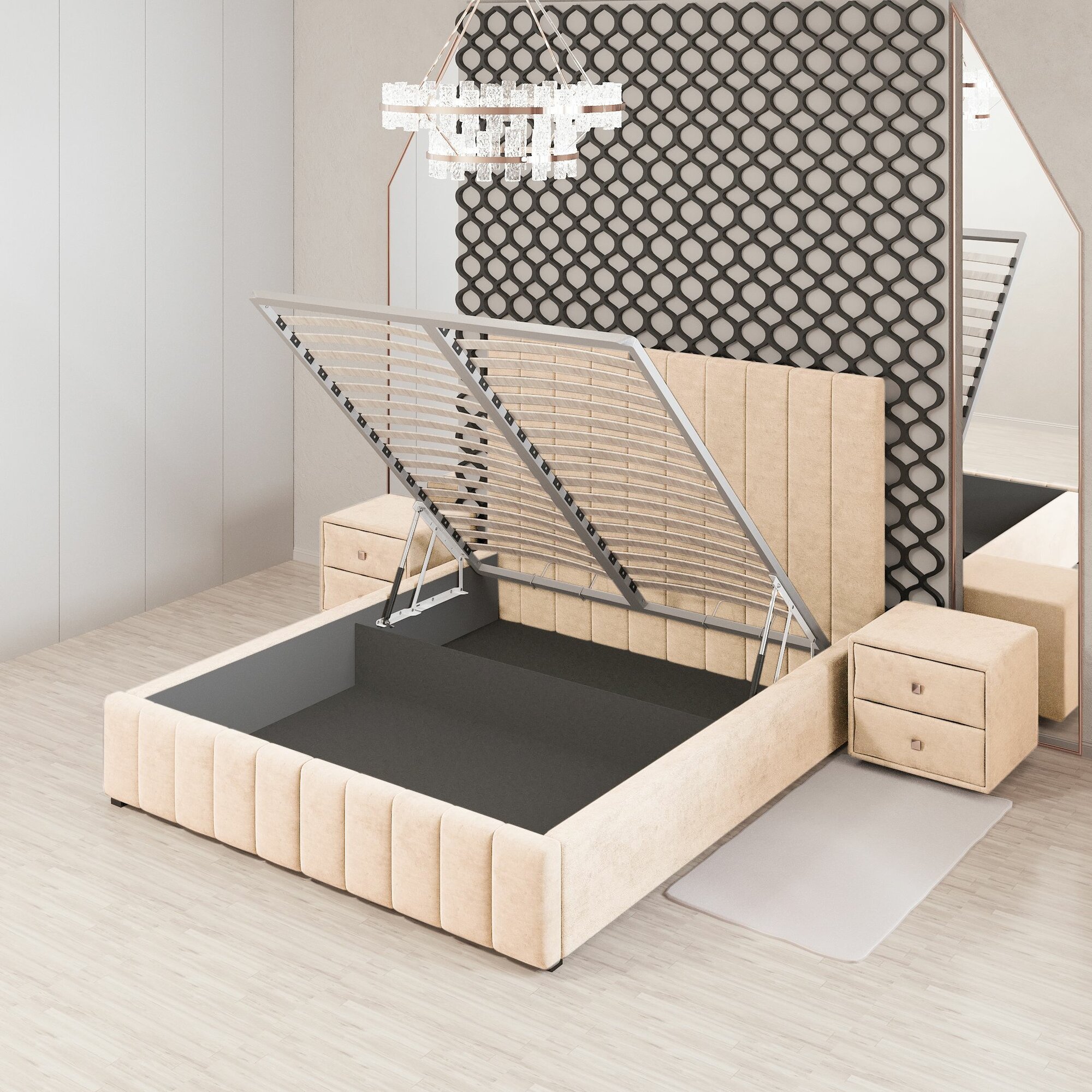 Двуспальная кровать 160х200 Милан (2024), с подъёмным механизмом, фабрика Микс-Интерьер (Россия)