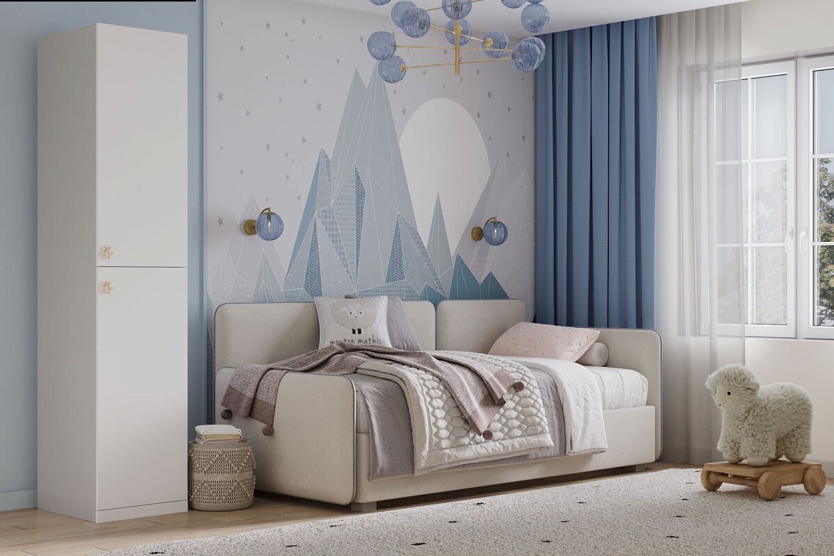 Пенал МебельЛэнд24 Скарабей - 1 МДФ Белый 45x52x210 для одежды двухдверный