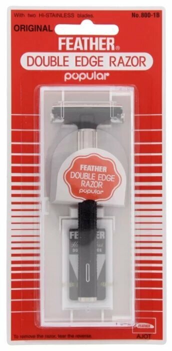 Feather Классическая Т-образная бритва с 2 лезвиями Double Edge (Бабочка)