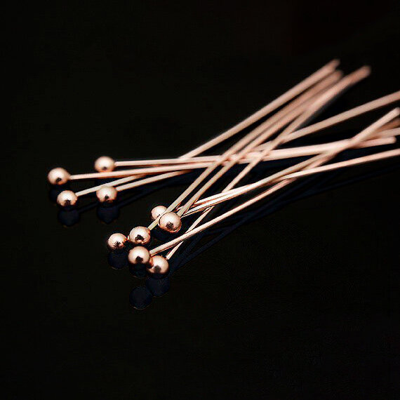 Пины с шариком, 33х0.511мм, Корея, базовый материал - латунь, розовое золото, 2 грамма