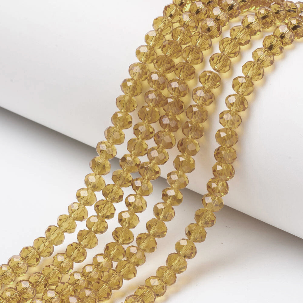 Бусины стеклянные, 4х3.5мм, граненые, рондели, песочные, 150 шт, низка