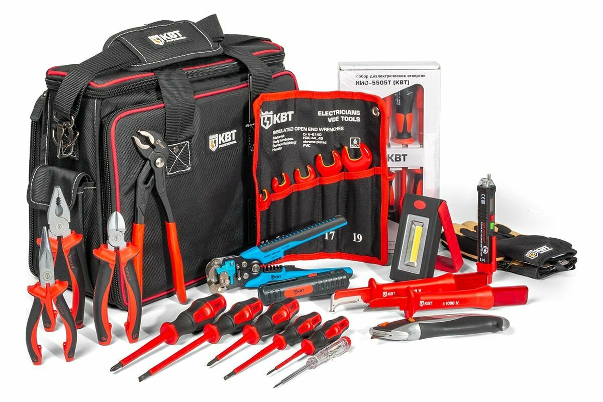 КВТ Набор инструментов электрика НИЭ-12 в сумке 18 предметов 89264