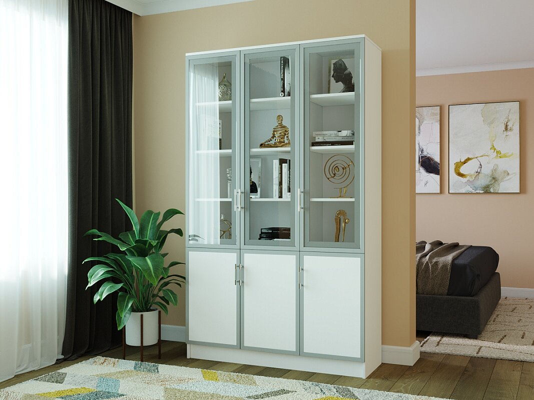 Книжный шкаф МебельЛэнд24 Альма - 15 Белый 90x30x200