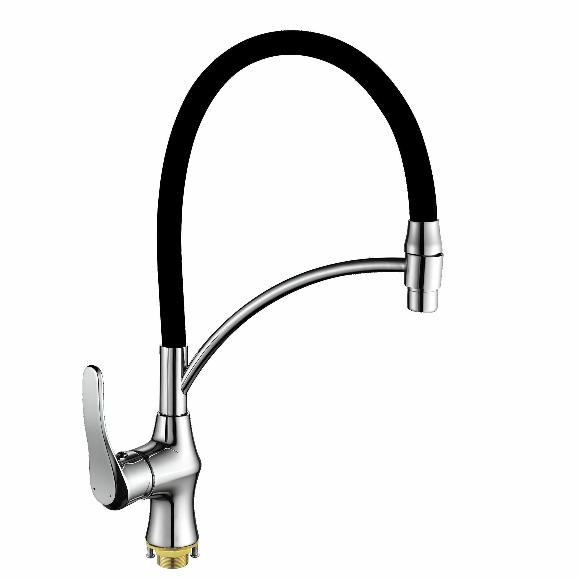 Смеситель для кухни с черным гибким гусаком, хромированный, OUTE