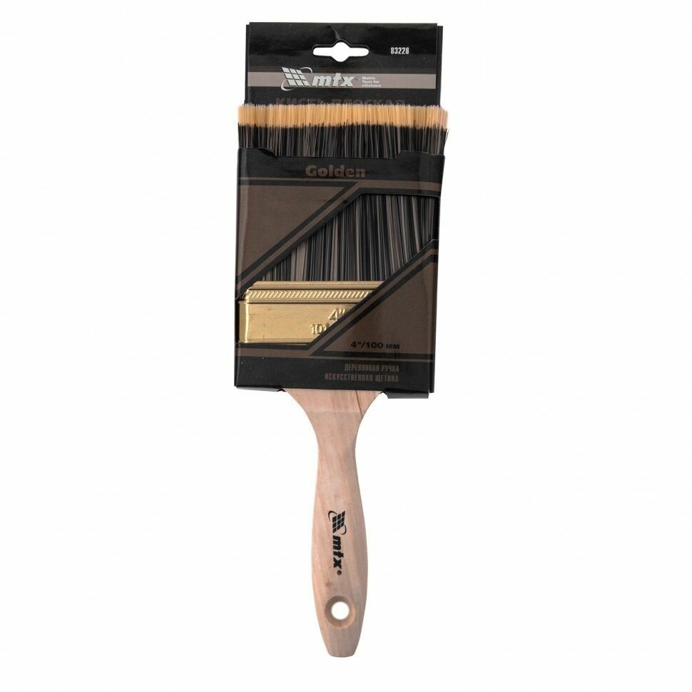 Кисть плоская Matrix Golden 4" 100мм, искусственная щетина, деревянная ручка