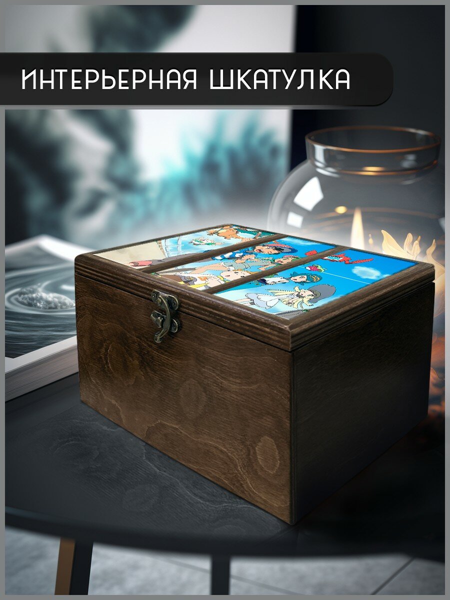 Шкатулка интерьерная "Тройная" для украшений универсальная 22x17x12 см Аниме Pokemon (Покемоны, Пикачу, бульбазавр, Сквиртл, иви) - 908