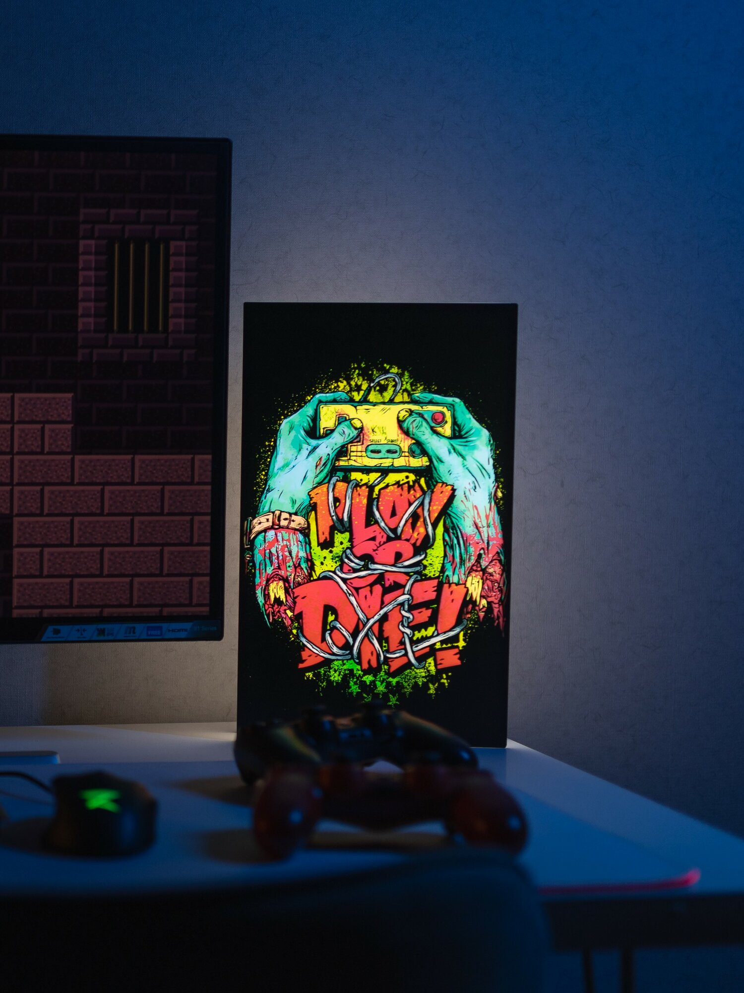 Светильник SolovevStore "Play or Die Ретро Гейминг", акриловый, IP20, 6 Вт